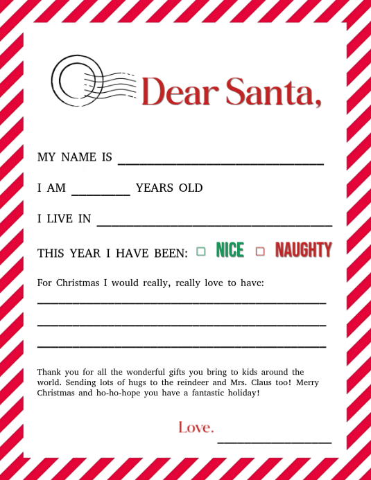 White Joyful Kids Christmas Wish List Flyer (us Letter) Template ...