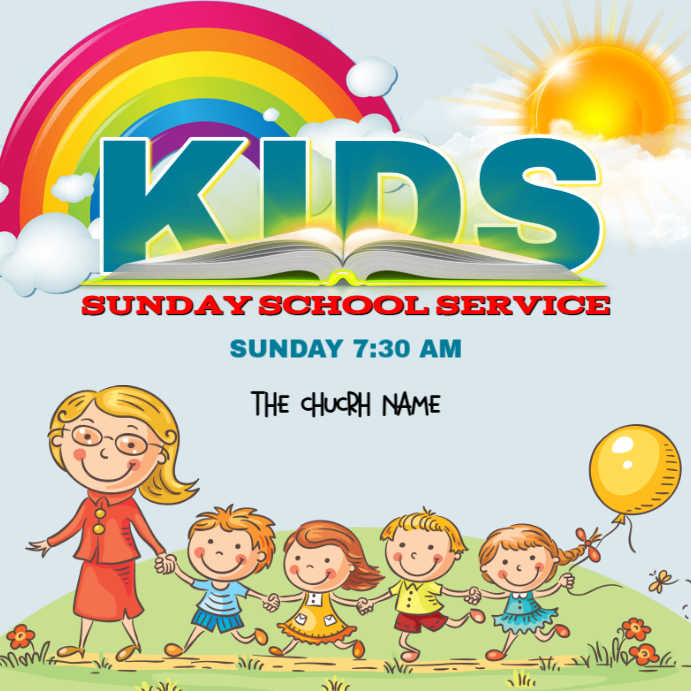White Joyful Kids Church Service Template Design Instagram Post ...