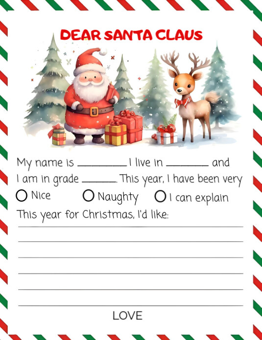 Copy of White Joyful Kids Letter To Santa Flyer (us Letter) | PosterMyWall