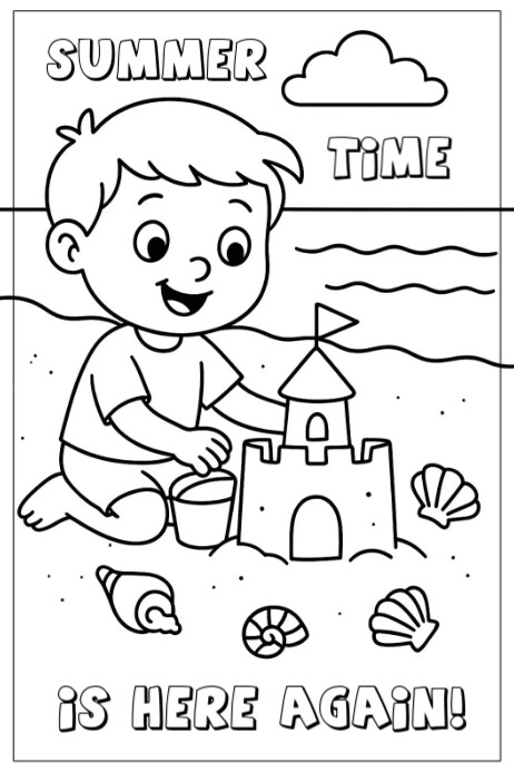 Copy of White Joyful Kids Summer Coloring Page Poster | PosterMyWall