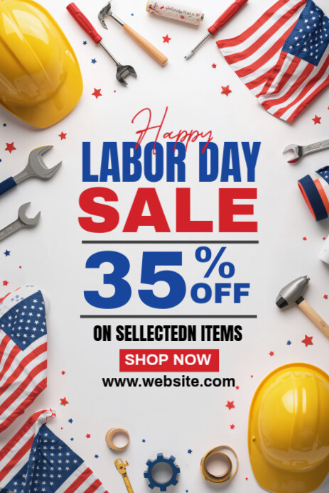 White Joyful Labour Day Sale Offer Template Pinterest Graphic ...
