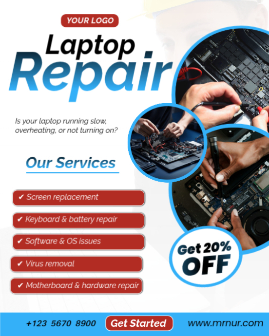 White Joyful Laptop Repair Instagram Portrait Template | PosterMyWall