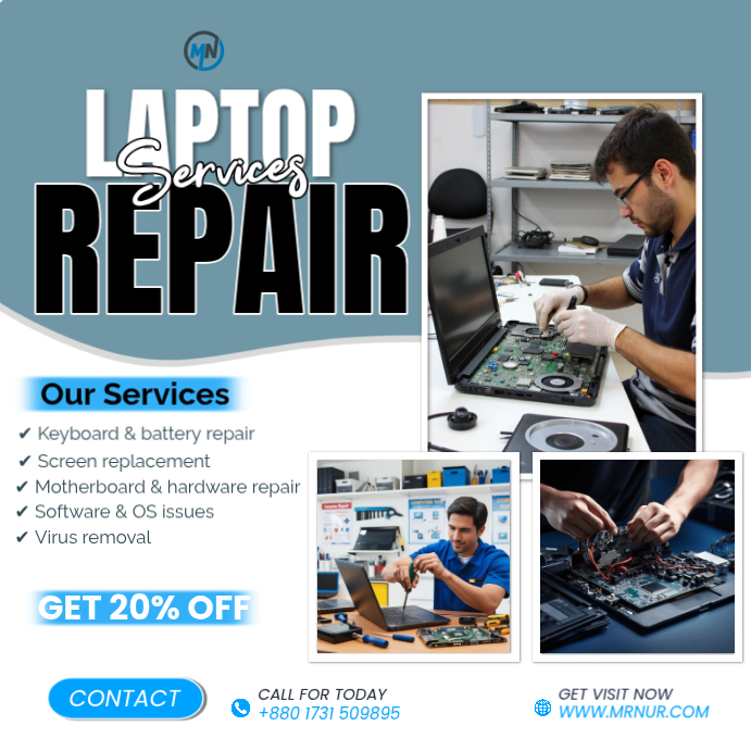 White Joyful Laptop Repair Services Instagram Post Template | PosterMyWall