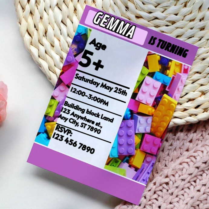 White Joyful Lego Birthday Party Invitation Template Instagram Post ...