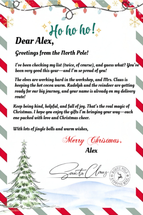 Copy of White Joyful Letter From Santa Poster | PosterMyWall