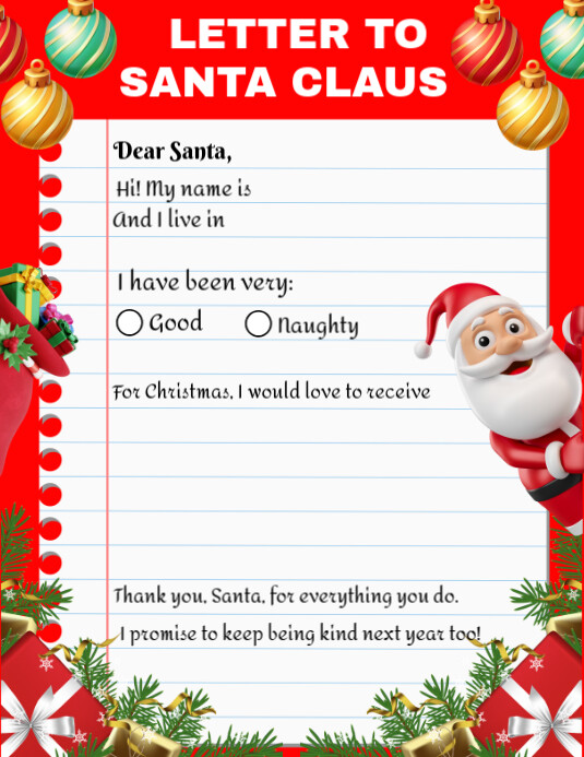 White Joyful Letter To Santa Claus Flyer (us Letter) Template ...