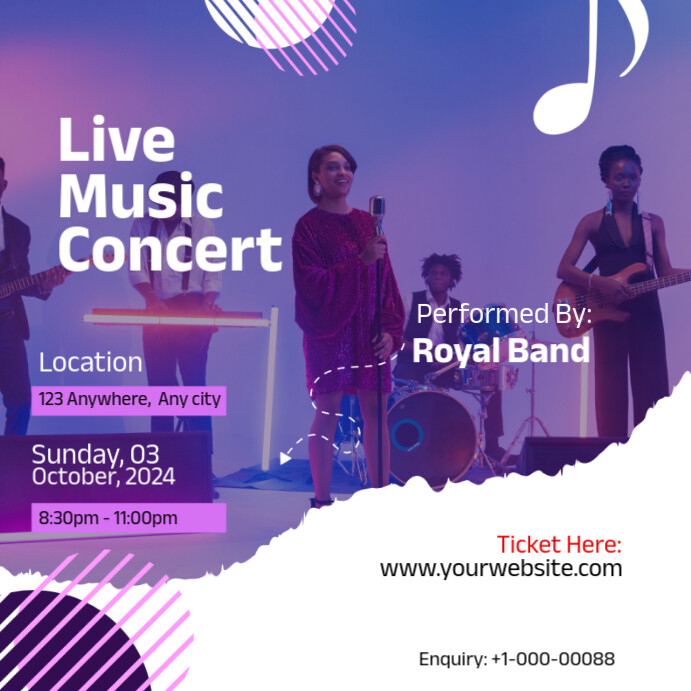 Plantilla de White Joyful Live Music Concert Instagram Post | PosterMyWall