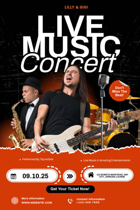 White Joyful Live Music Concert Poster Template | PosterMyWall