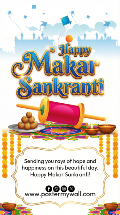 White Joyful Makar Sankranti Instagram Story Template | PosterMyWall