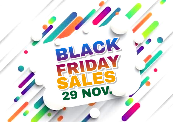 White Joyful Maximalist Black Friday Card A5 Template | PosterMyWall