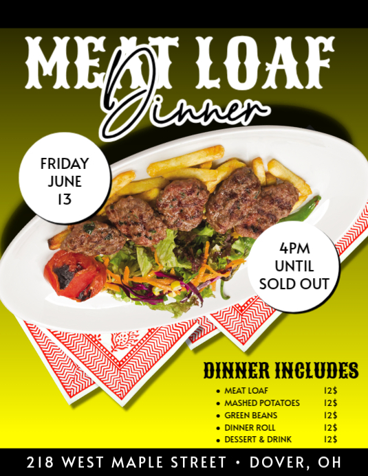 Meat Loaf Dinner Event Flyers Template | PosterMyWall
