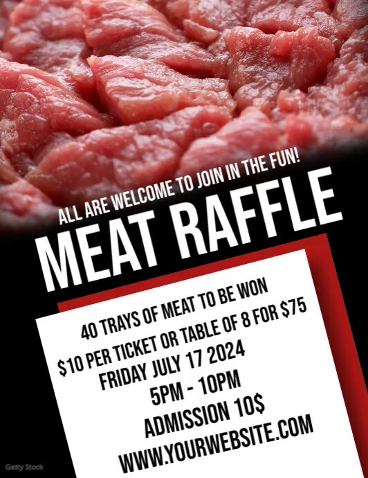 White Joyful Meat Raffle Flyer (us Letter) Template | PosterMyWall
