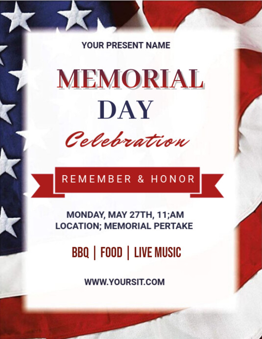 White Joyful Memorial Day Flyer (us Letter) Template | PosterMyWall