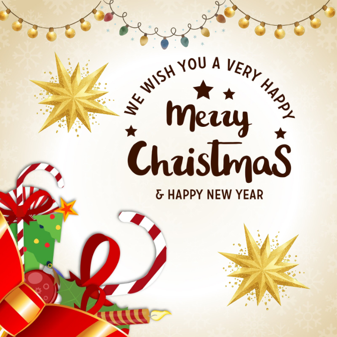 White Joyful Merry Christmas , Happy New Year Instagram Post Template ...