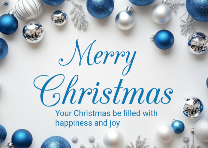 White Joyful Merry Christmas And A Happy New Year Postcard Template ...