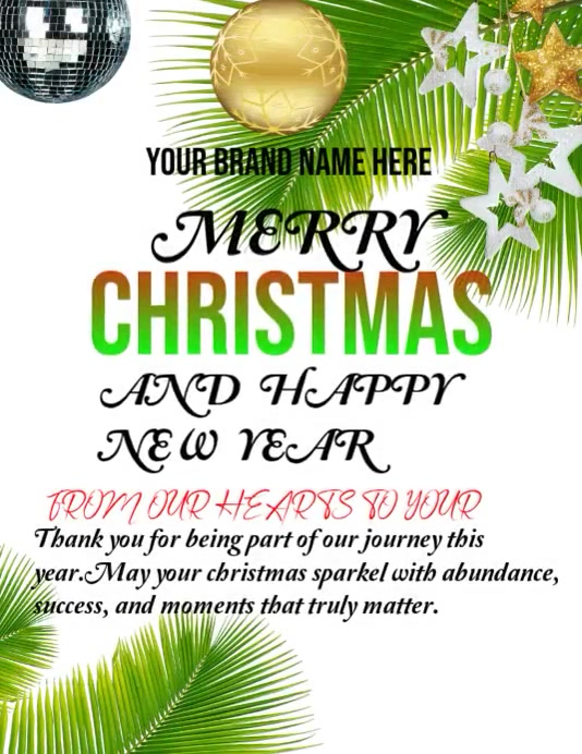 White Joyful Merry Christmas And New Year 2026 Flyer (us Letter ...