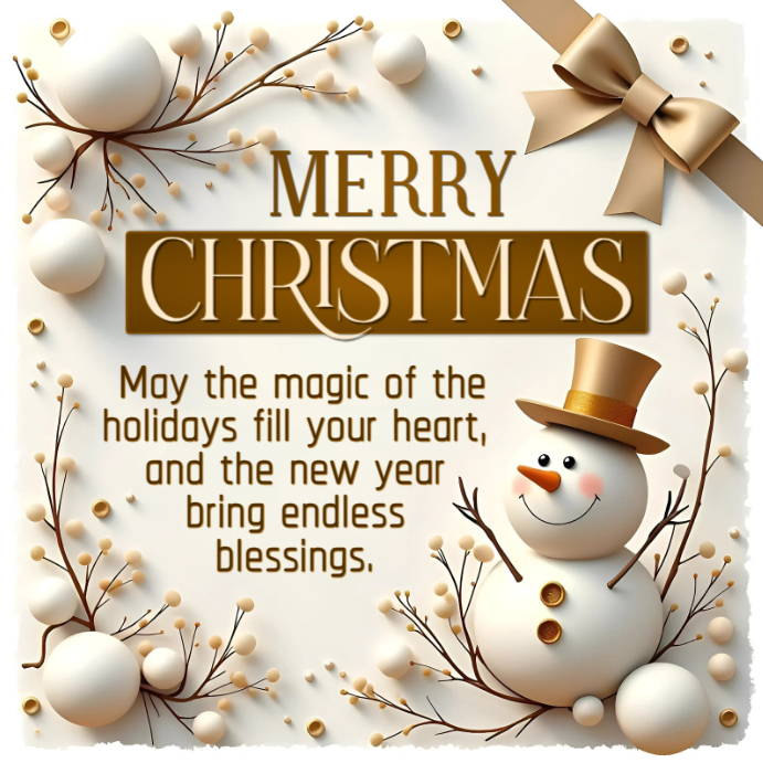 Plantilla de White Joyful Merry Christmas Blessing Square (1:1 ...