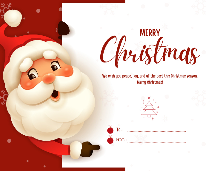 White Joyful Merry Christmas Card Medium Rectangle Template | PosterMyWall
