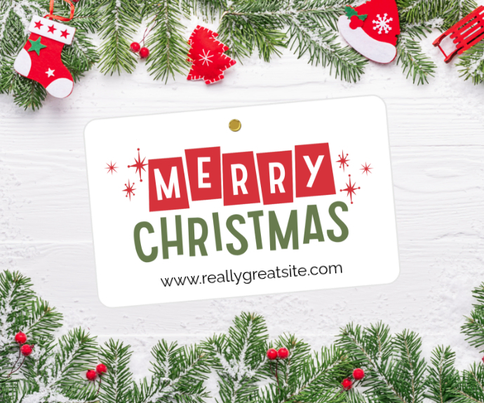 White Joyful Merry Christmas Medium Rectangle Template | PosterMyWall