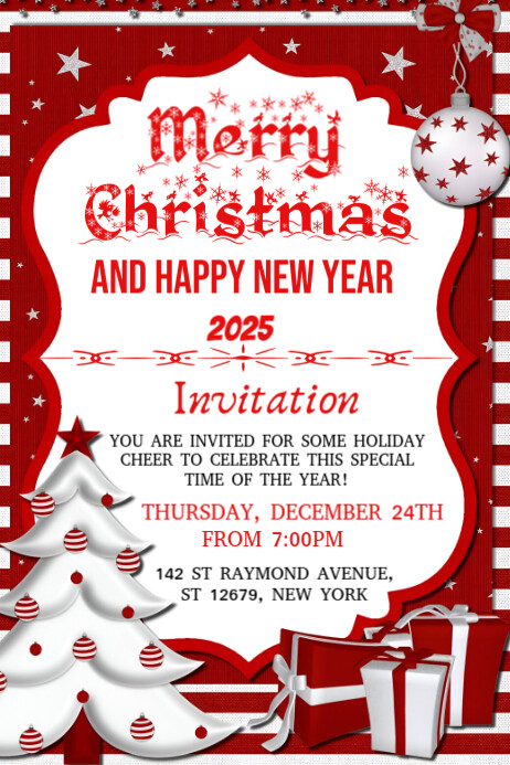 Copy of White Joyful Merry Christmas Party Invitation Poster | PosterMyWall