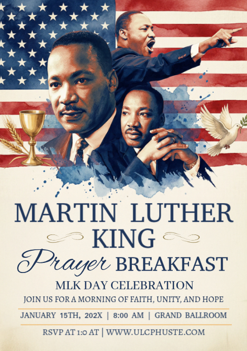 White Joyful Mlk Prayer Breakfast Flyer A4 Template | PosterMyWall