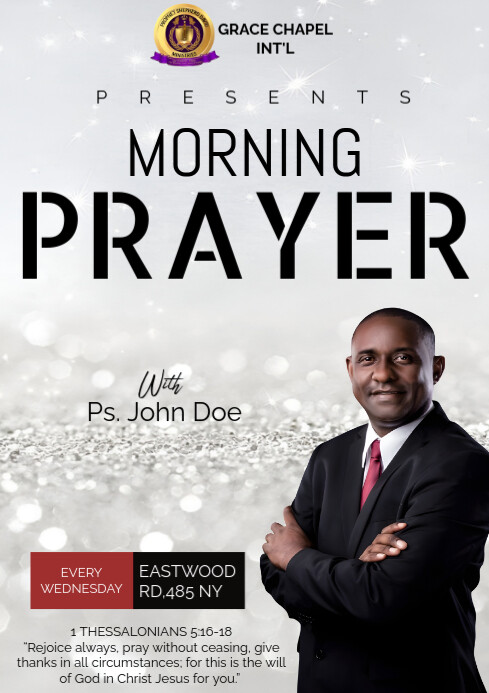 White Joyful Morning Prayer Design A1 Template | PosterMyWall