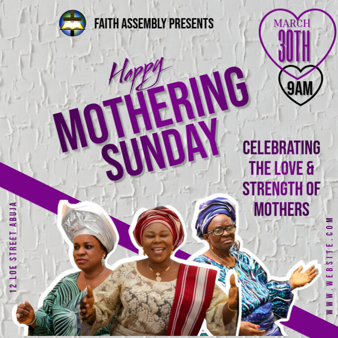 White Joyful Mothering Sunday Church Flyer Instagram Post Template ...