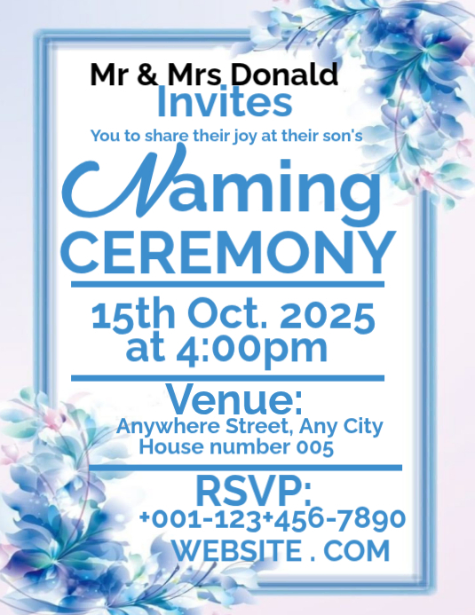 White Joyful Naming Cermony Flyer Template | PosterMyWall