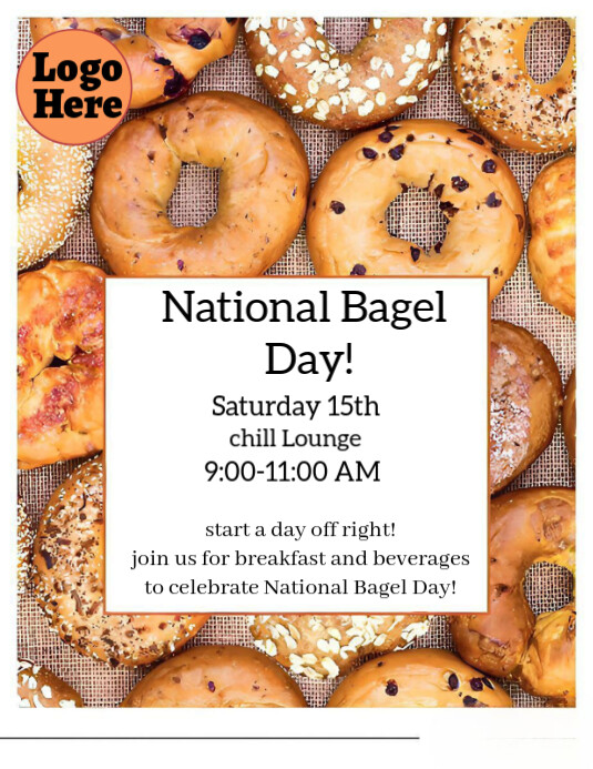 White Joyful National Bagel Day Flyer (us Letter) Template | PosterMyWall