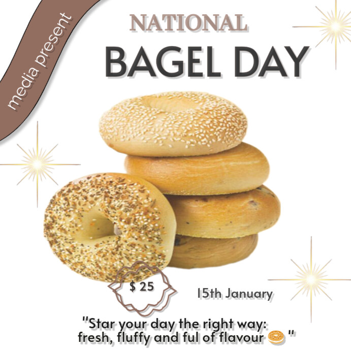 White Joyful National Bagel Day Instagram Post Template | PosterMyWall
