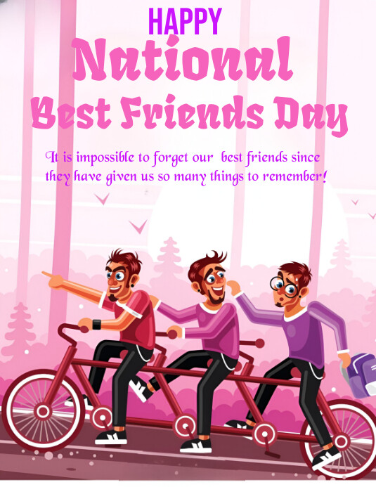 White Joyful National Best Friends Day Flyer Template | PosterMyWall