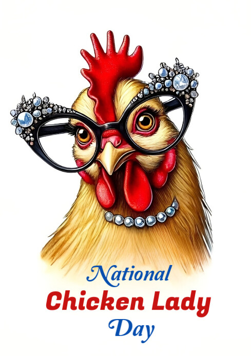 White Joyful National Chicken Lady Day Template A4 | PosterMyWall
