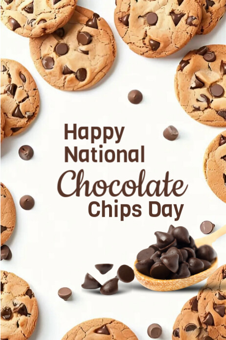White Joyful National Chocolate Chip Day Poster Template | PosterMyWall