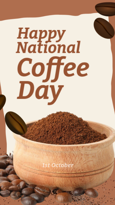 White Joyful National Coffee Day Instagram Story Template | PosterMyWall