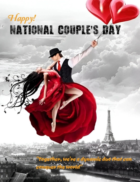 White Joyful National Couple's Day Poster Fl Template | PosterMyWall
