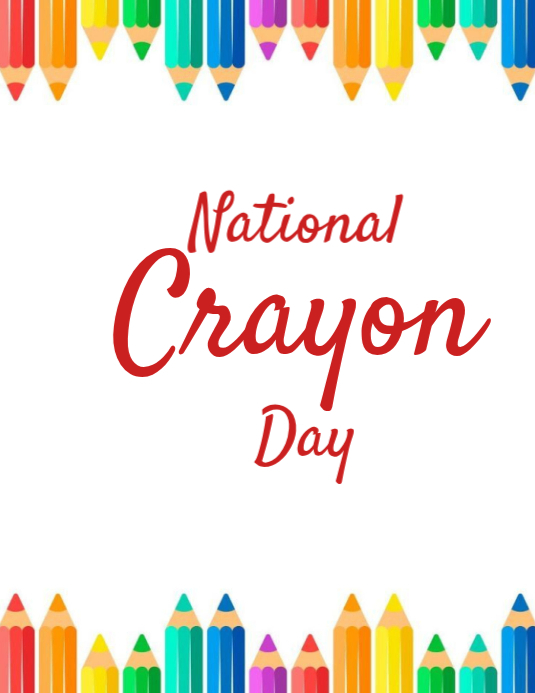 White Joyful National Crayon Day Flyer Template | PosterMyWall
