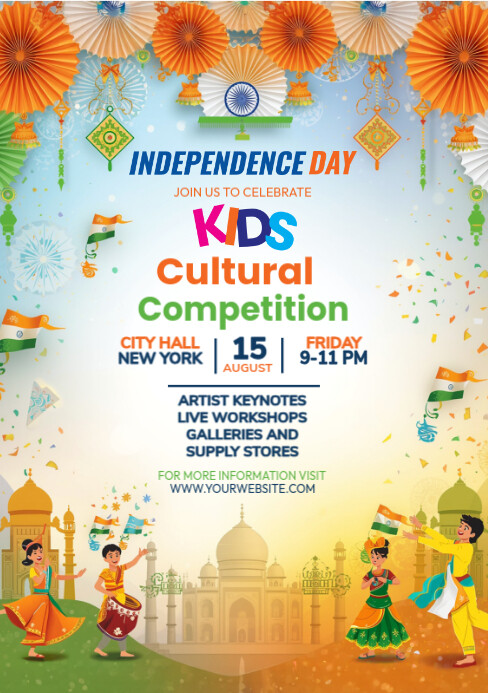 Copy of White Joyful National Day Program Template A5 | PosterMyWall