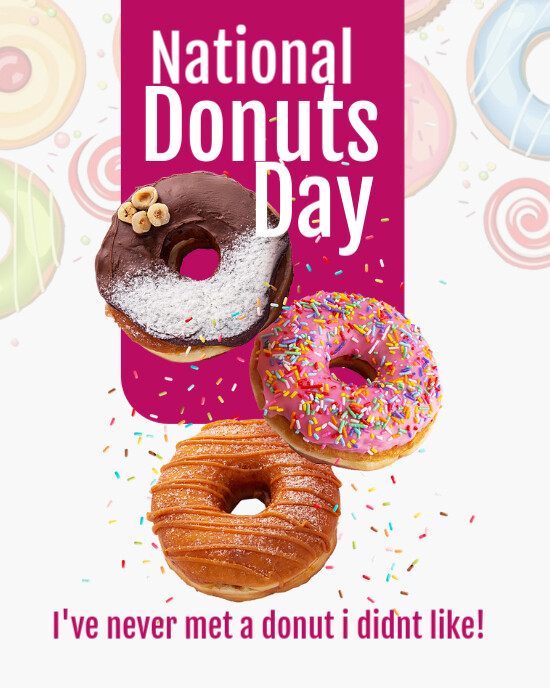 White Joyful National Donut Day Instagram Portrait Template | PosterMyWall