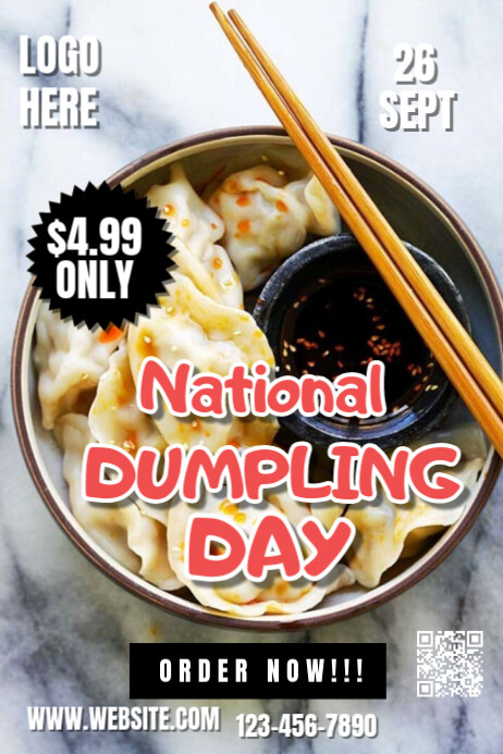 Copy of White Joyful National Dumpling Day Design Poster | PosterMyWall