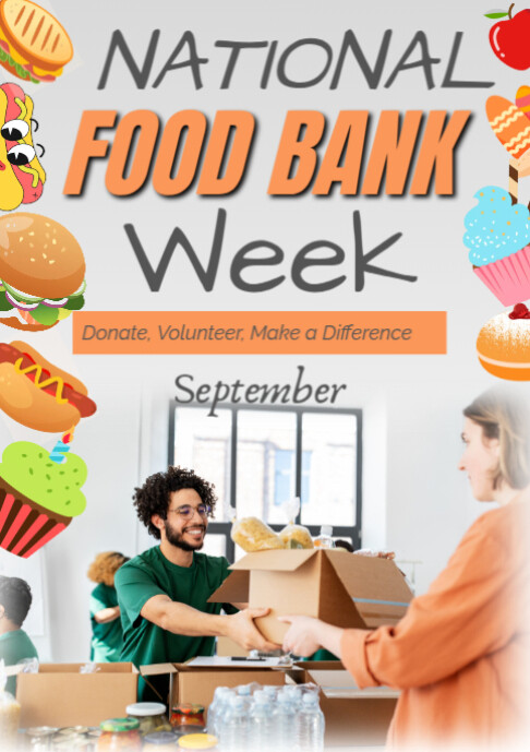 White Joyful National Food Bank Week A2 Template | PosterMyWall