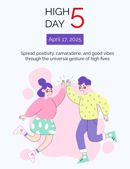 White Joyful National High Five Day Flyer (us Letter) Template ...
