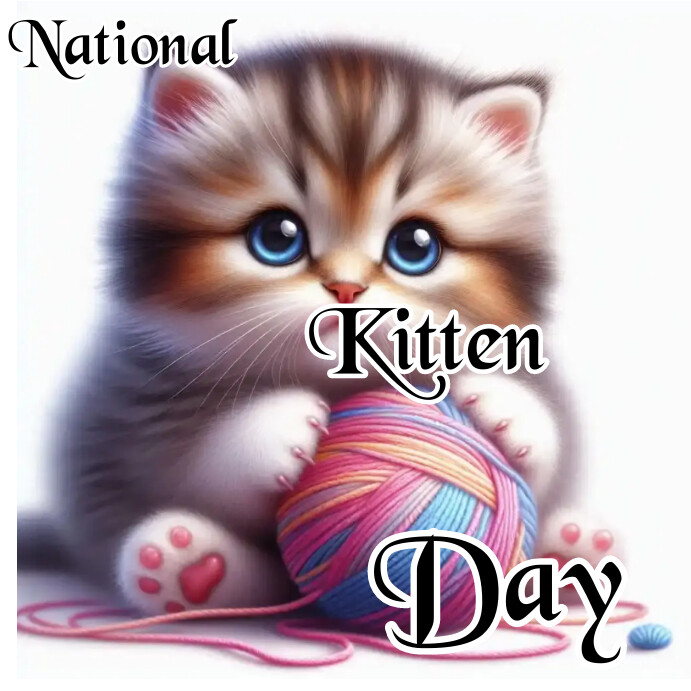 White Joyful National Kittens Day Instagram Template | PosterMyWall