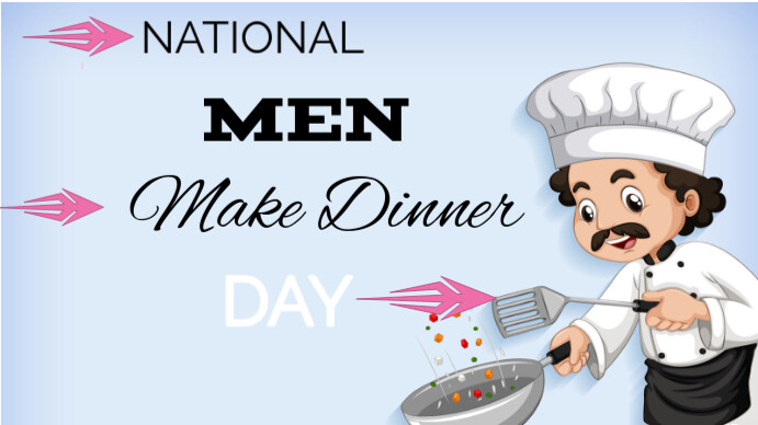 Copy of White Joyful National Men Make Dinner Day Digital Display (16:9 ...