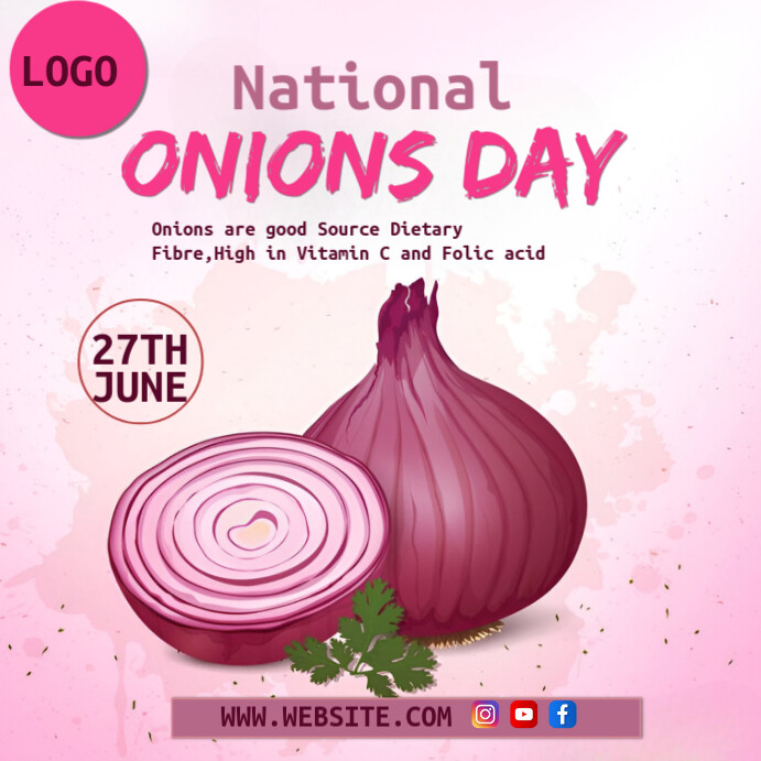 White Joyful National Onions Day Celebration Instagram Post Template ...