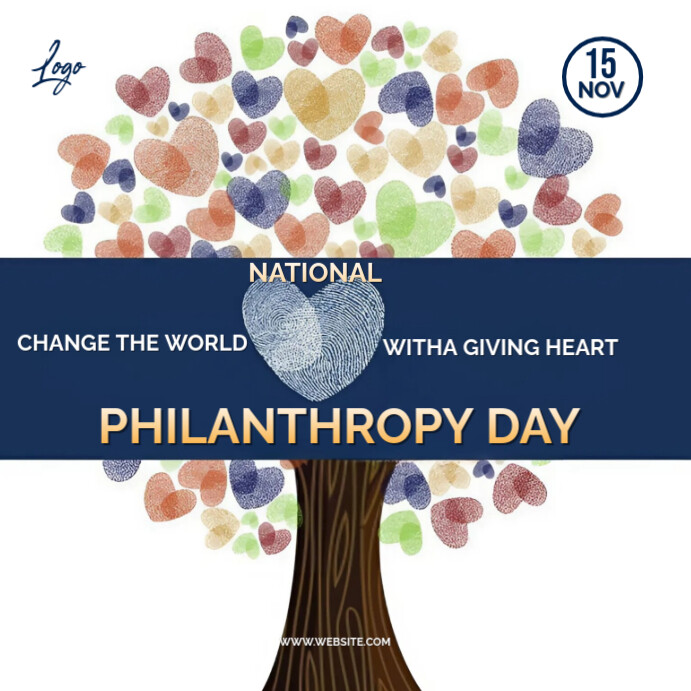 White Joyful National Philanthropy Day Instagram Post Template ...