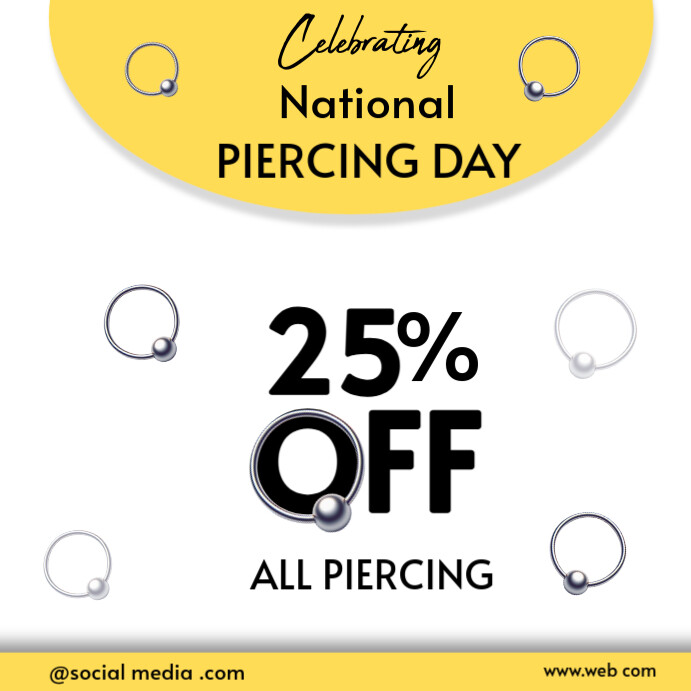 White Joyful National Piercing Day Instagram Post Template | PosterMyWall