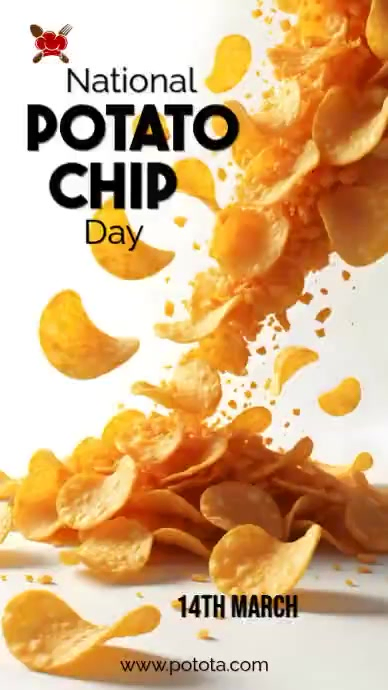 White Joyful National Potato Chip Day Youtube Short Video Template ...
