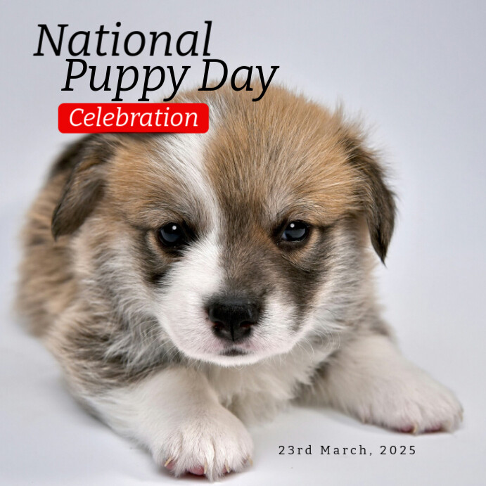Plantilla de White Joyful National Puppy Day Instagram Post | PosterMyWall