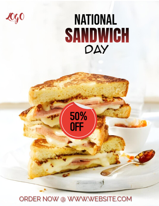 White Joyful National Sandwich Day Flyer (us Letter) Template ...