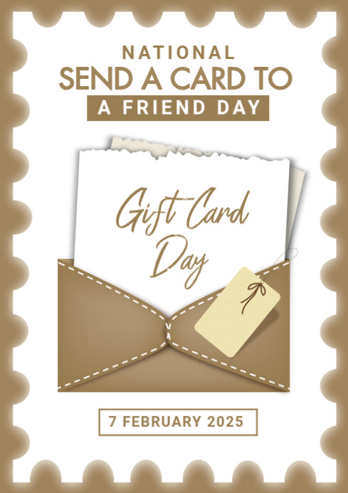 White Joyful National Send A Card To A Friend Day A4 Template ...